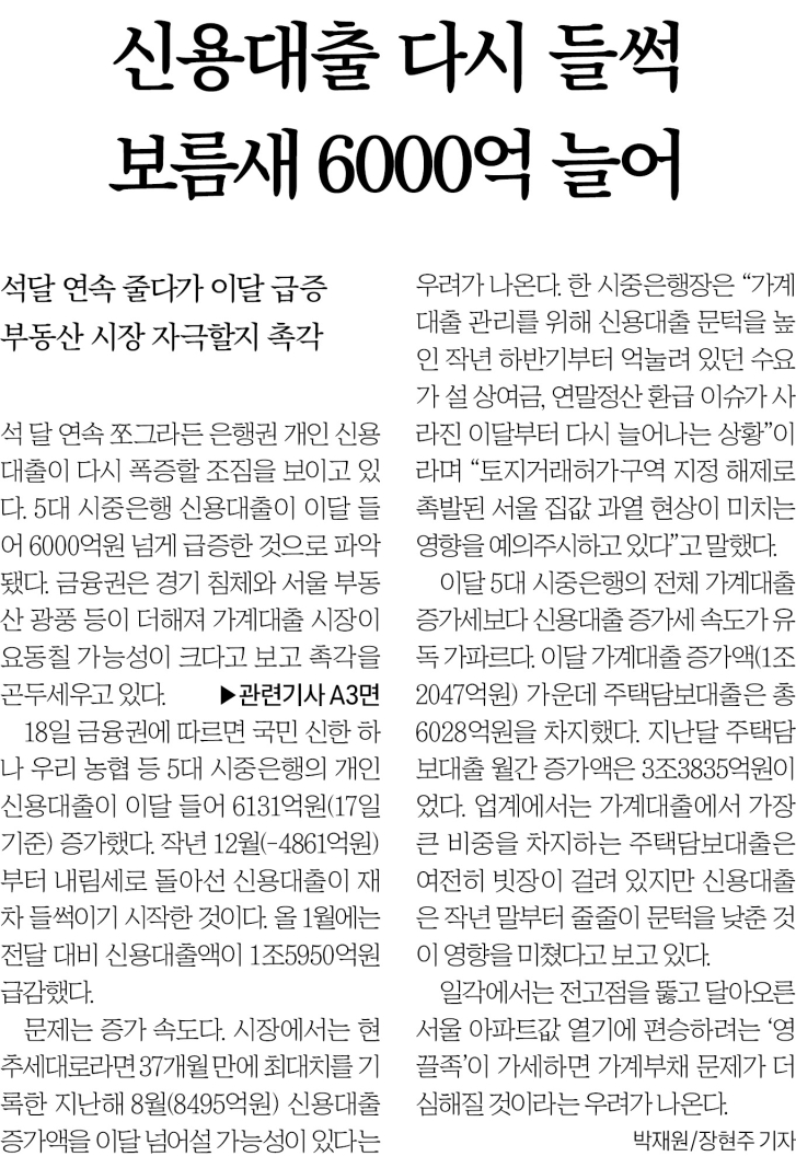 3.19 건설사 비용 증가, 신용대출 증가, 박종호 도약, 펀드 규제, 상속세 접기 (한국경제 신문) - 플팍스(plpax)