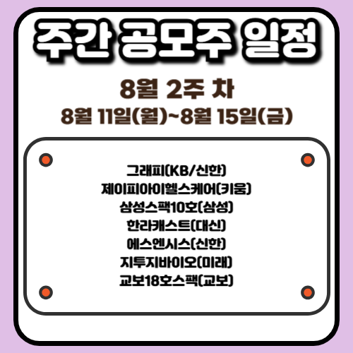 공모주 일정 [25년 8월 2주] - 플팍스(plpax)