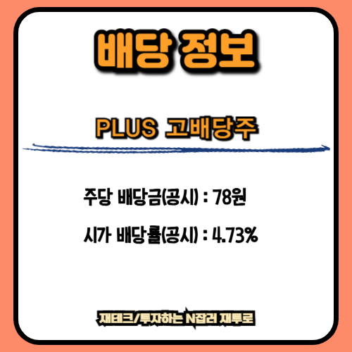 [국내 ETF] 8월 배당 정보_(PLUS 고배당주) - 플팍스(plpax)