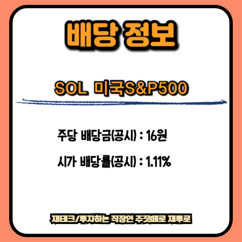[국내 ETF] 배당 정보_(SOL 미국S&P500) - 플팍스(plpax)