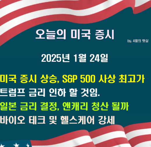 오늘의 미국 증시(1/24), 미국 증시 상승 S&P500 사상 최고가, 투자 심리 고조 - 플팍스(plpax)